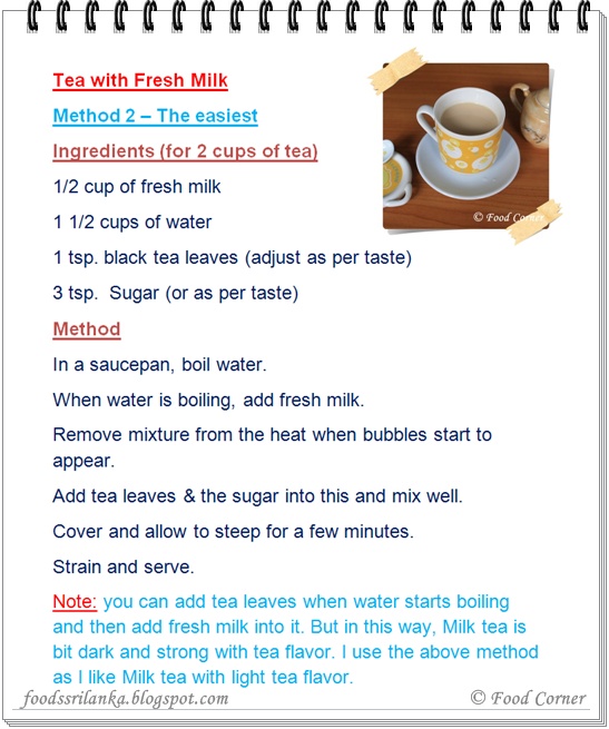 Tea With Fresh Milk Food Corner
